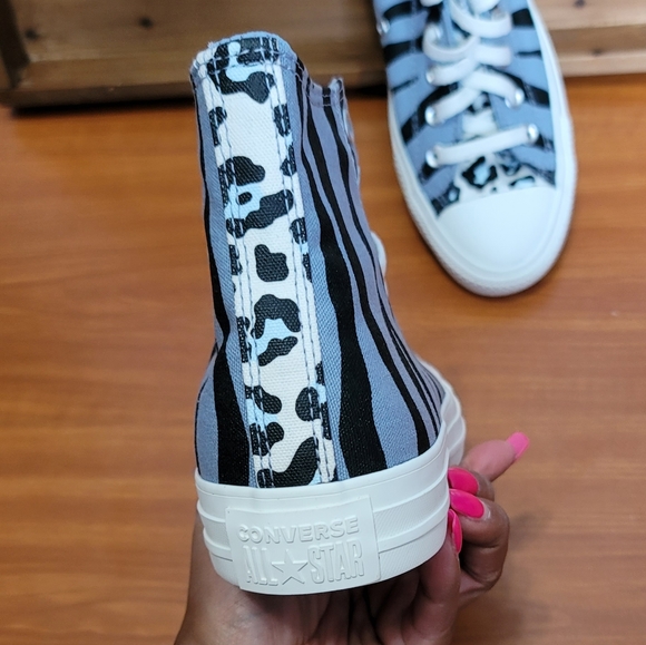 Converse | Shoes | Converse Blue Twisted Zebra Print High Tops | Poshmark